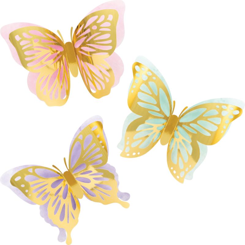 Butterfly Shimmer 3-D Wall Decorations: Party at Lewis Elegant Party ...