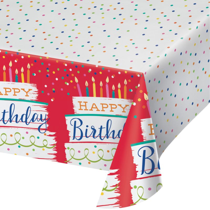 Festive Birthday Cake Paper Tablecloth: Party at Lewis Elegant Party ...