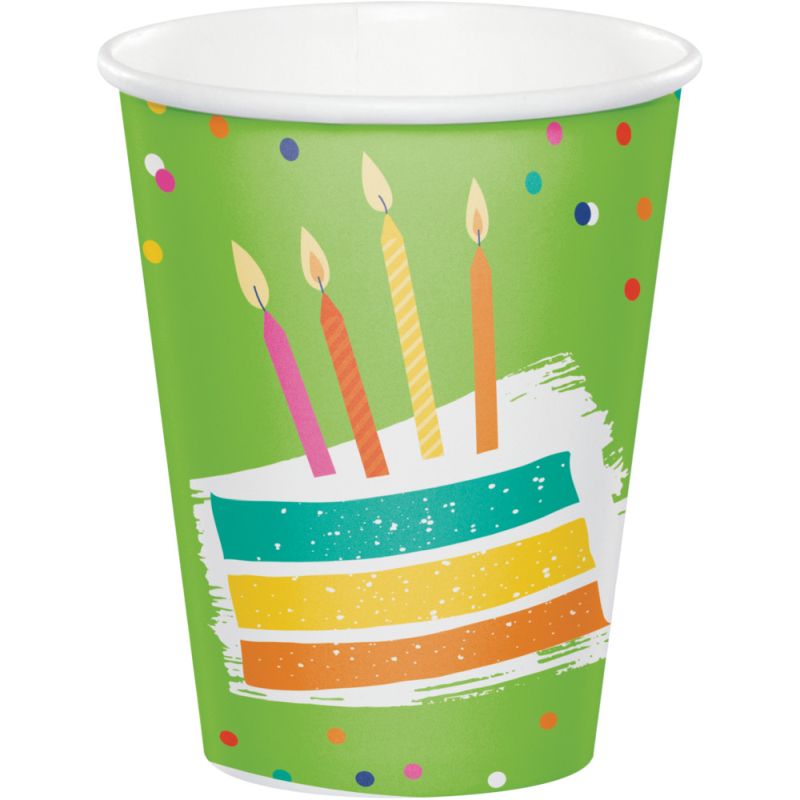 Festive Birthday Cake 9 oz Hot/Cold Cups: Party at Lewis Elegant Party ...