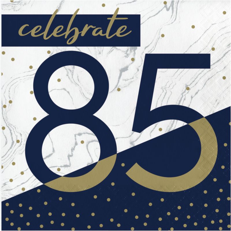 Navy and Gold Milestone 85th Birthday Lunch Napkins: Party at Lewis Elegant Party Supplies ...