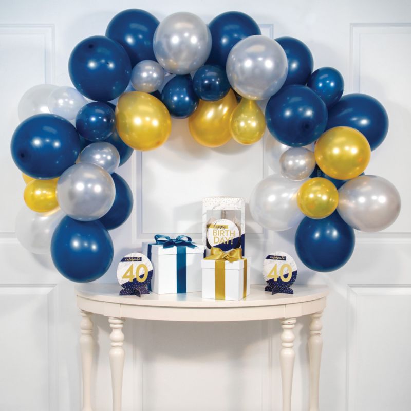 Small Navy Blue and Gold Balloon Arch Kit: Party at Lewis Elegant Party ...