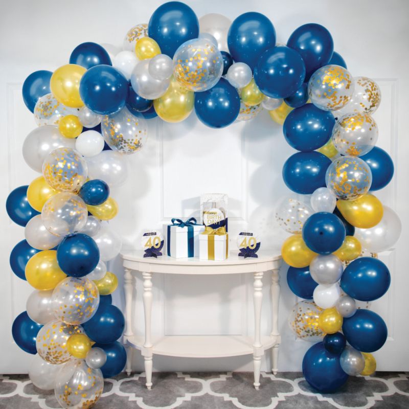 Large Navy Blue and Gold Balloon Arch Kit: Party at Lewis Elegant Party ...