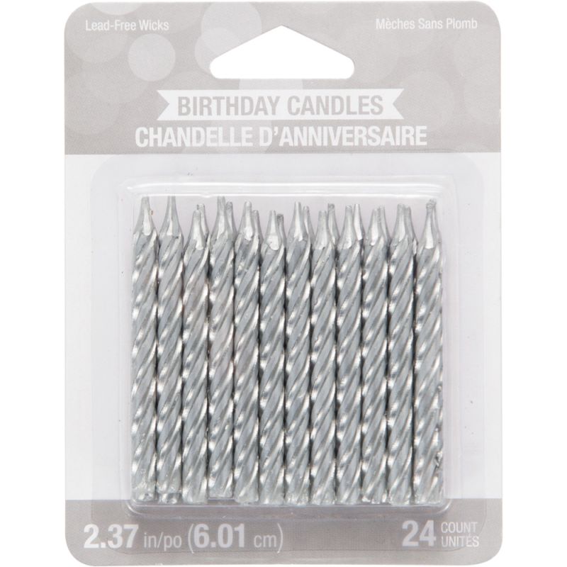 Silver Metallic Spiral Candles: Party at Lewis Elegant Party Supplies ...