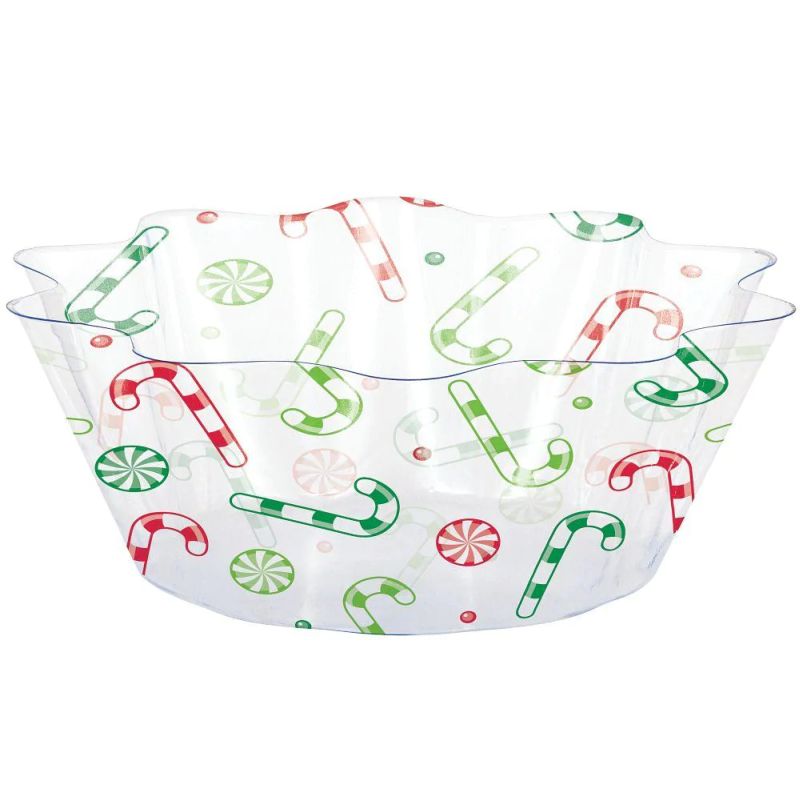 Christmas Candy Cane Clear 8-inch Plastic Bowl: Party at Lewis Elegant ...