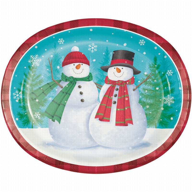 Smiling Snowman 12-Inch Oval Plates: Party at Lewis Elegant Party ...