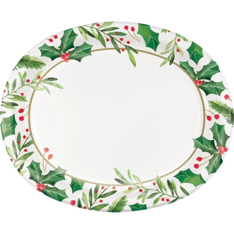 Traditional Holly 12-Inch Oval Plates: Party at Lewis Elegant Party ...