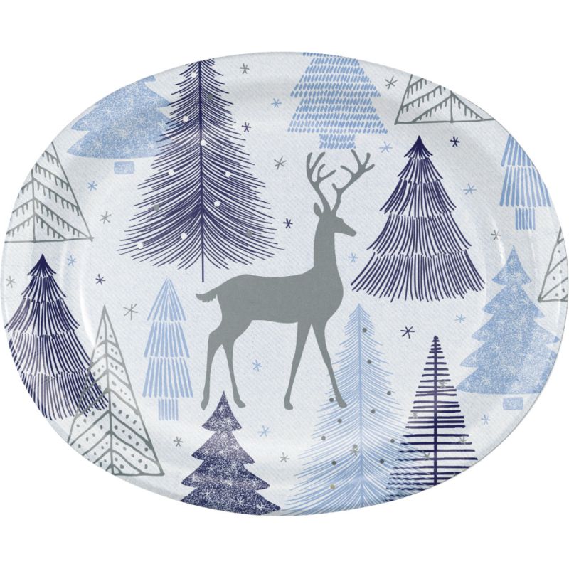 Silver Snowfall 12-Inch Oval Plates: Party at Lewis Elegant Party ...