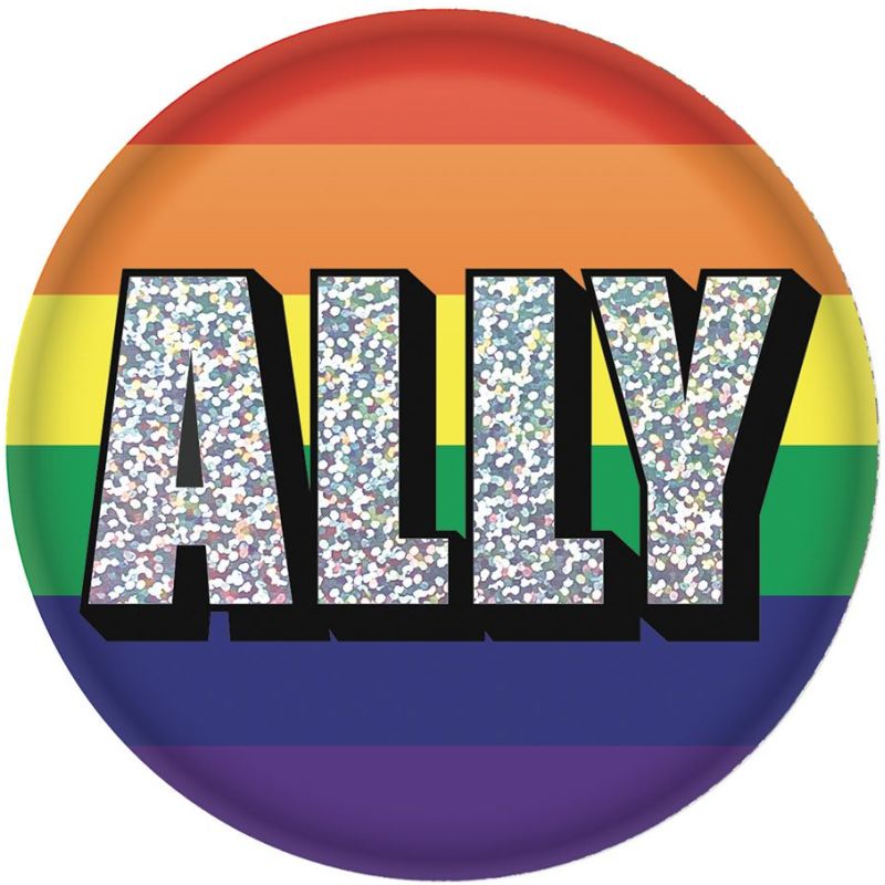 Rainbow Pride Ally Button: Party at Lewis Elegant Party Supplies ...
