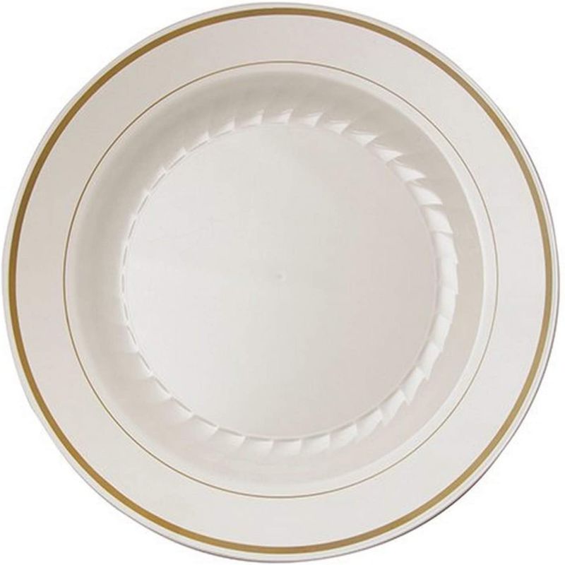 Masterpiece Ivory Gold Trim Premium 6-inch Plastic Plates: Party at ...