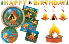Camp Out Woodland Friends Photo Prop Paper 37" x 25" Camping Birthday ...