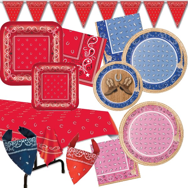 Western Blue Bandana Cowboy Value Stickers 4 Sheets Pack Birthday ...